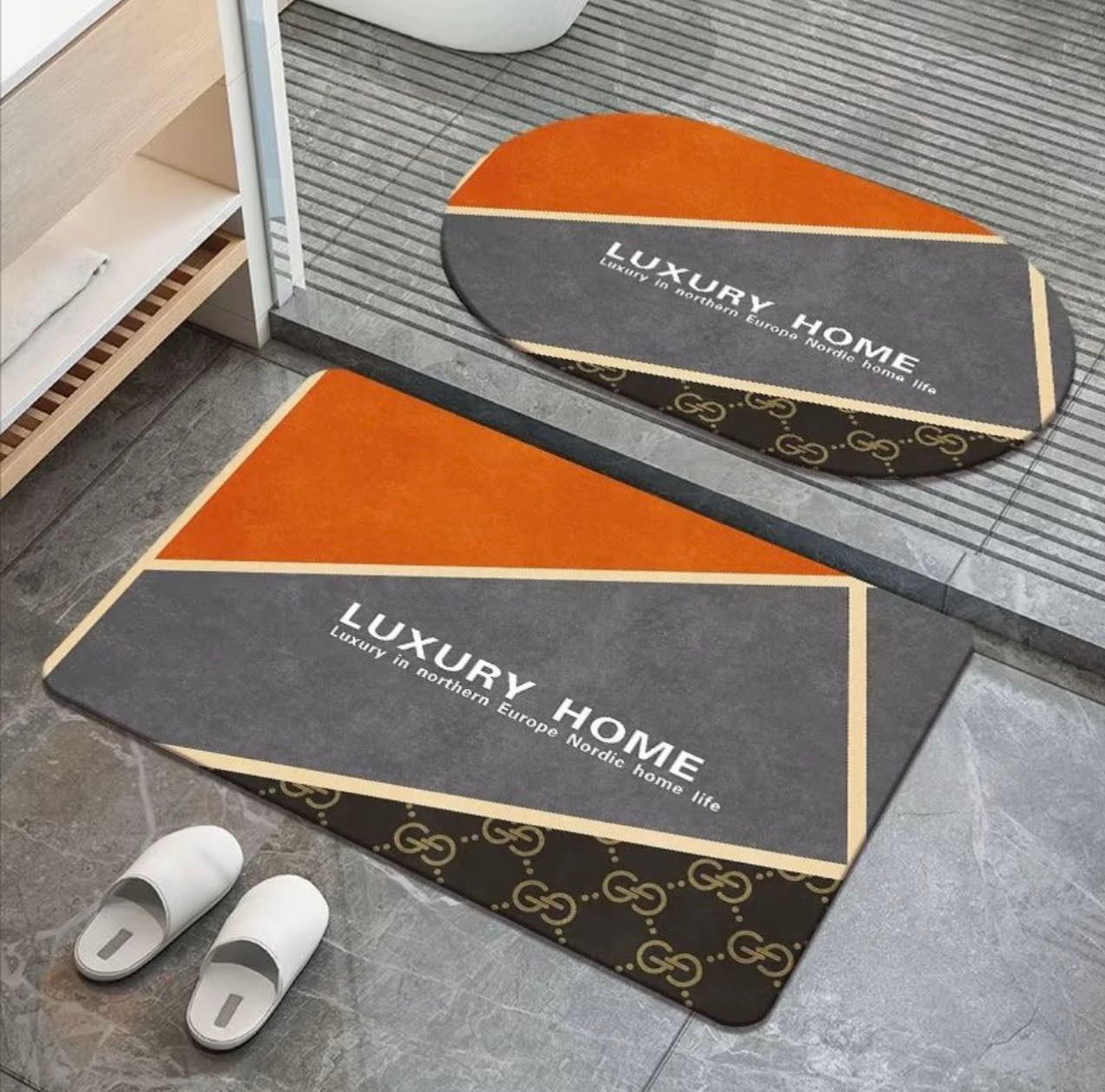 SuperSale - 2 in 1 Modern Anti-slip Shower Room Mat Bathroom Mat For ...