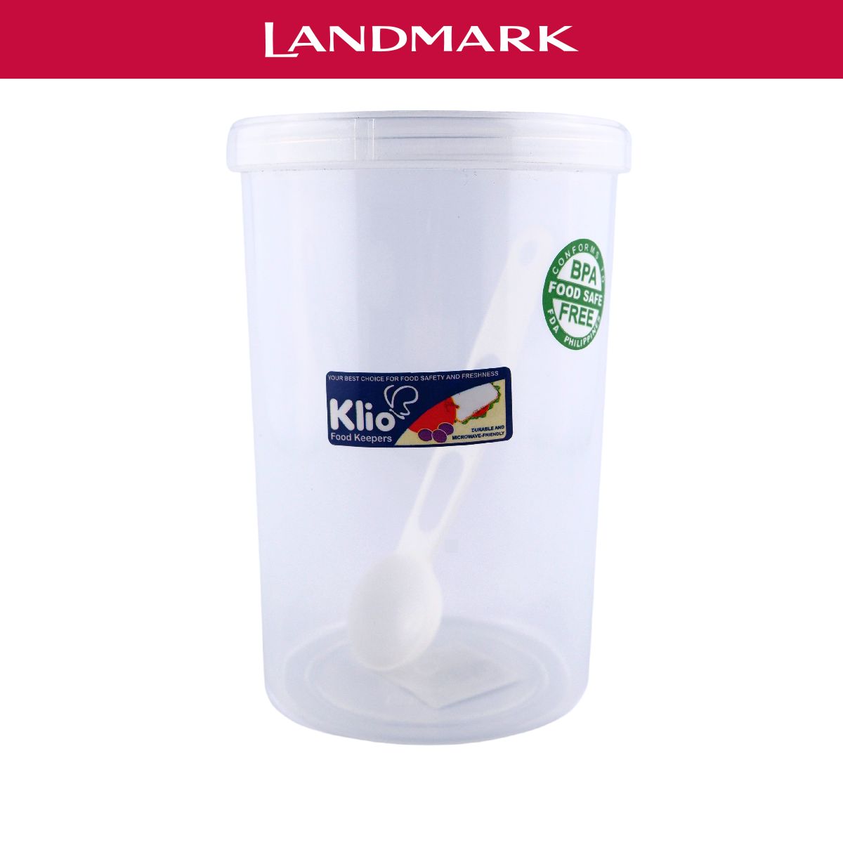 Klio Twist Cap Round Food Keeper Tall 900ml with Spoon - 10.3 x 10.3 x ...