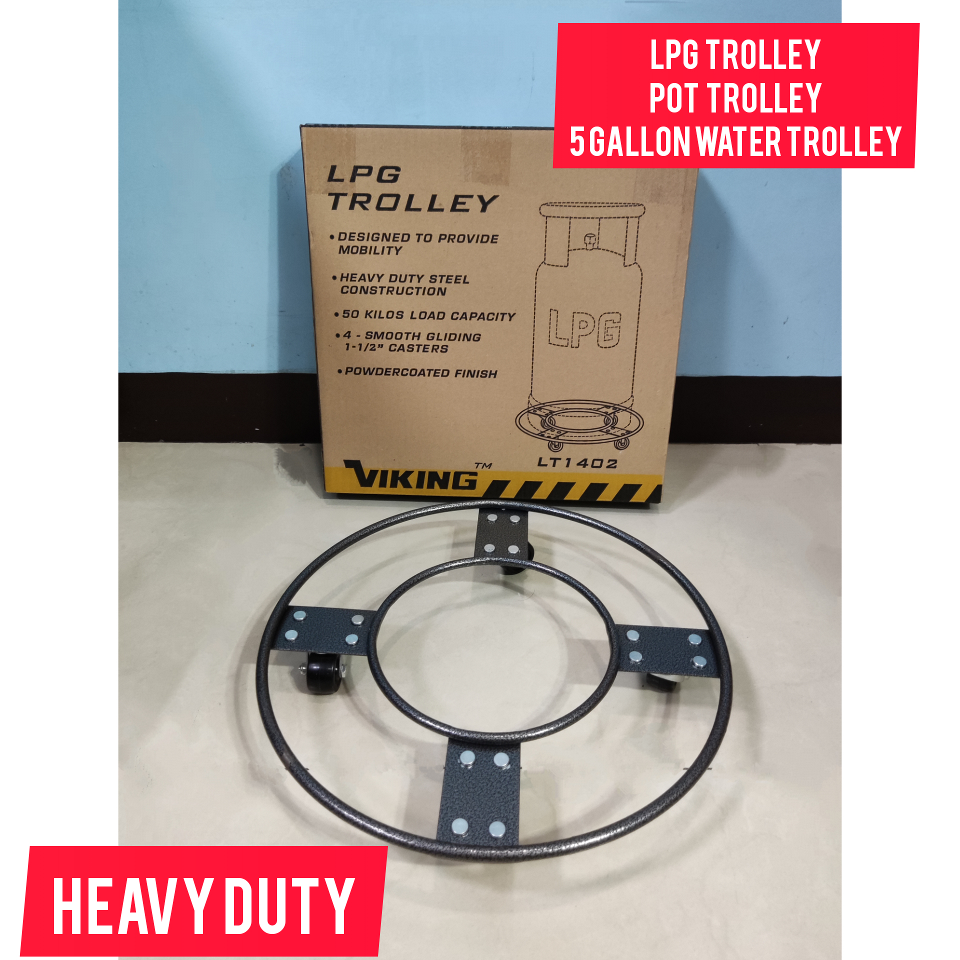 LPG Trolley 50 Kg Heavy Duty 14½ inch diameter Pot Trolley Water Gallon ...