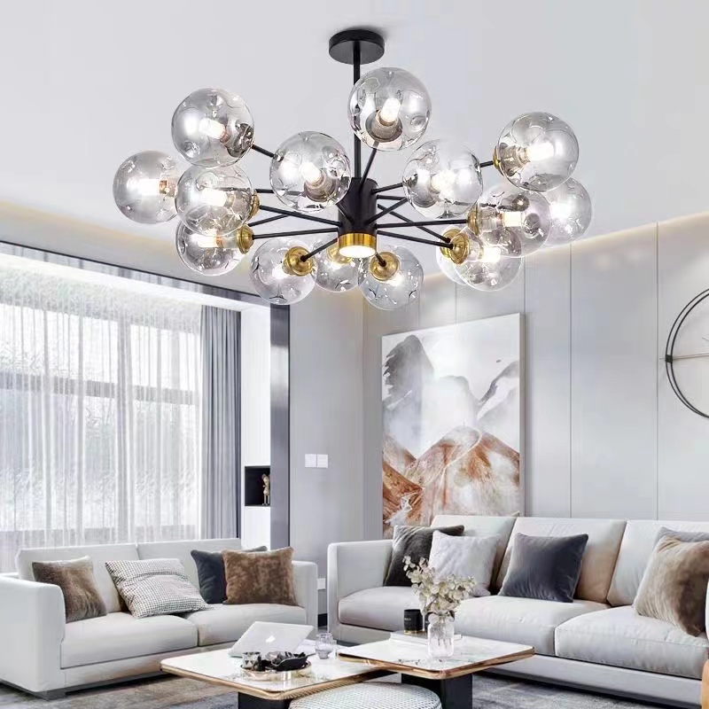 Nordic Chandelier Multi-Head Led Ceiling Light Living Room Dining Glass Ball Pendant Light ...