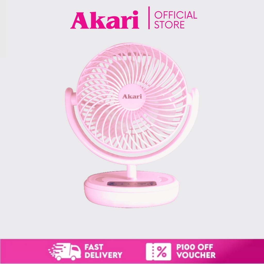 Akari 6" Rechargeable Desk fan w/ Night Light Function (ARF-606) | Lazada PH