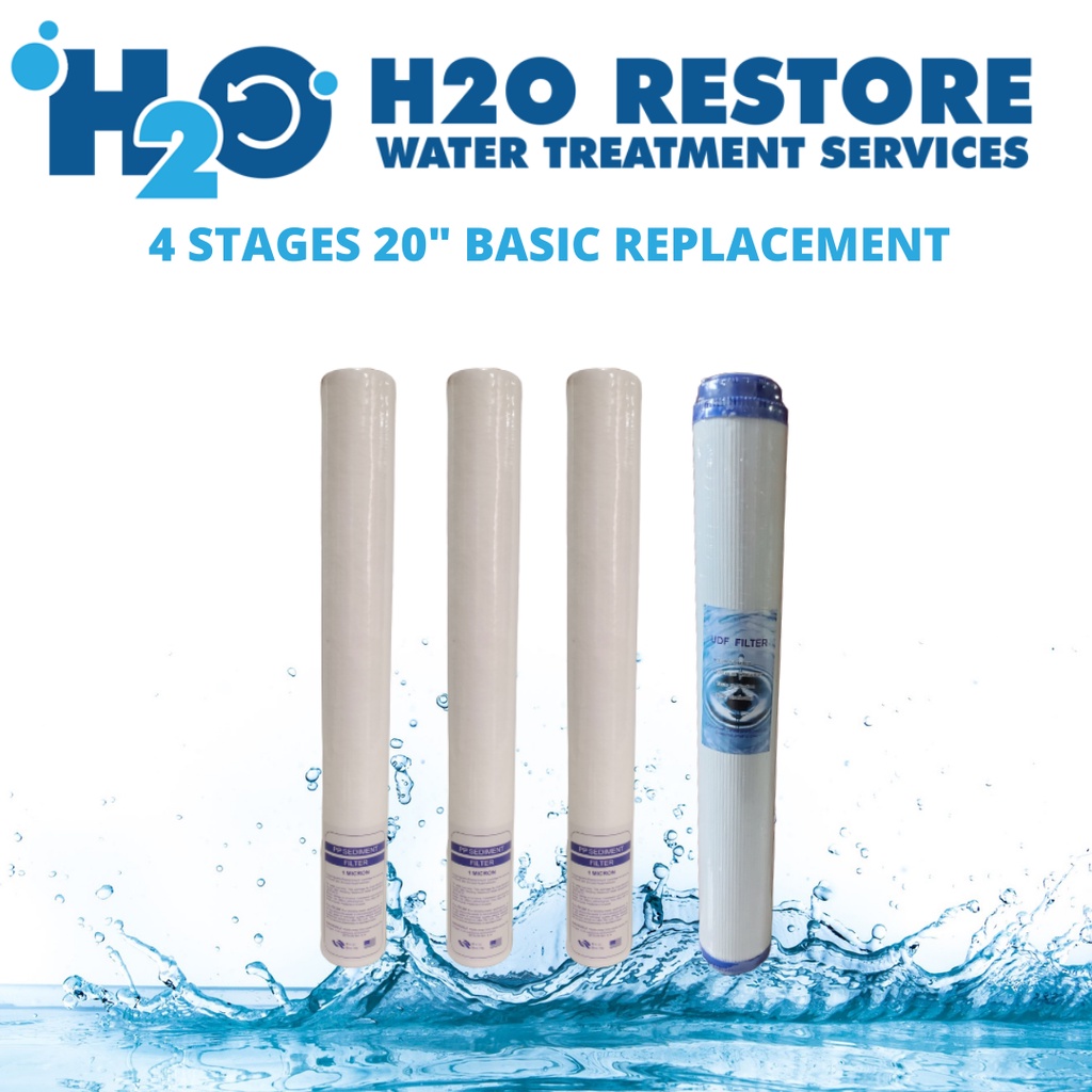 4 STAGES 20" BASIC WATER FILTER PURIFIER REPEMENT WHOLEHOUSE FILTRATION ...