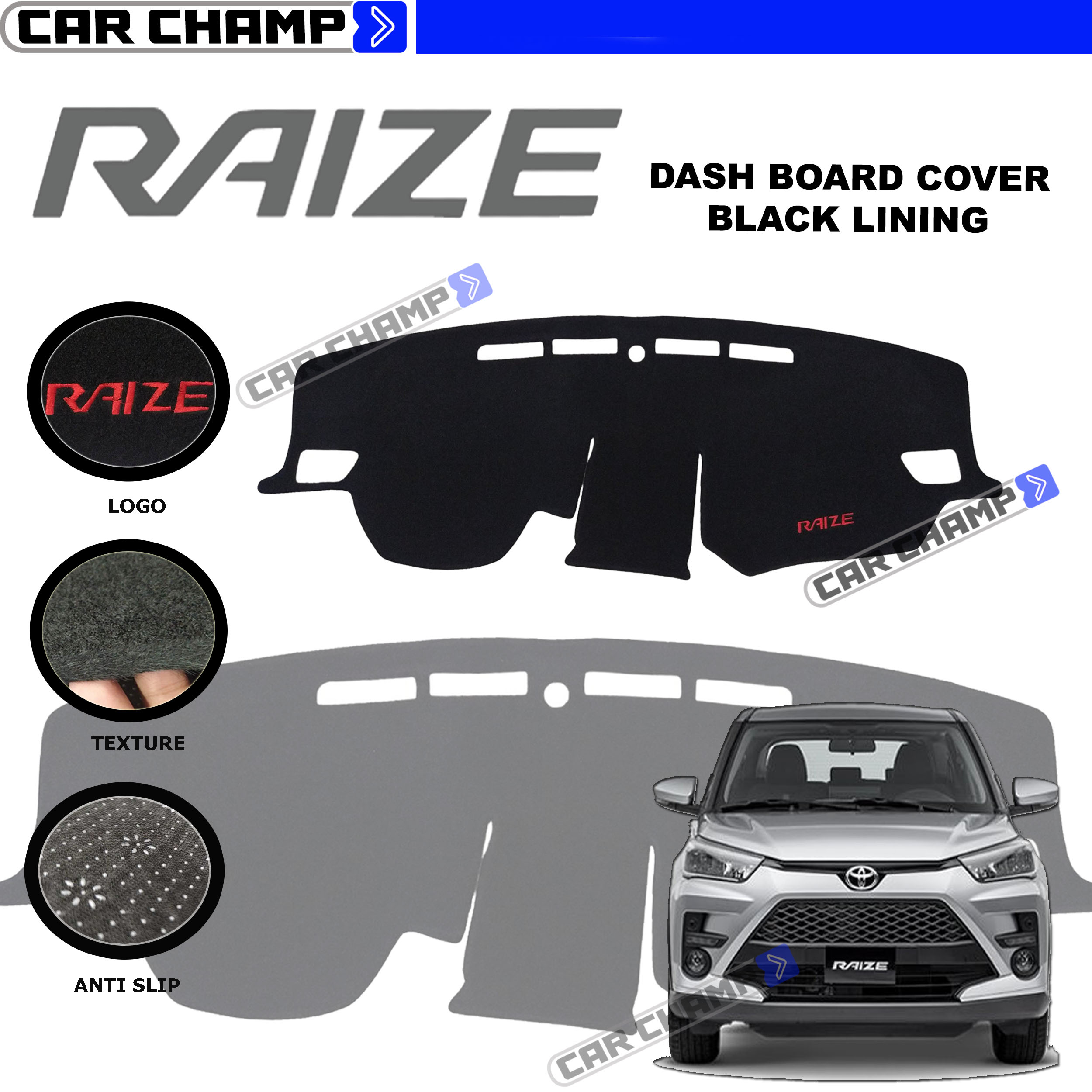 Dashboard Cover for Toyota Raize 2022 Dash board Cover High Quality Dash Mat RED / BLACK LINING ...