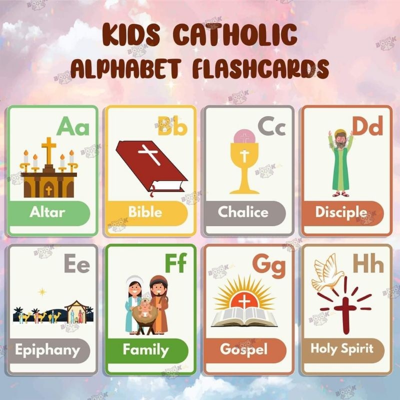 Bookish.Ph 26 cards Laminated Catholic Alphabet Flashcards | Lazada PH