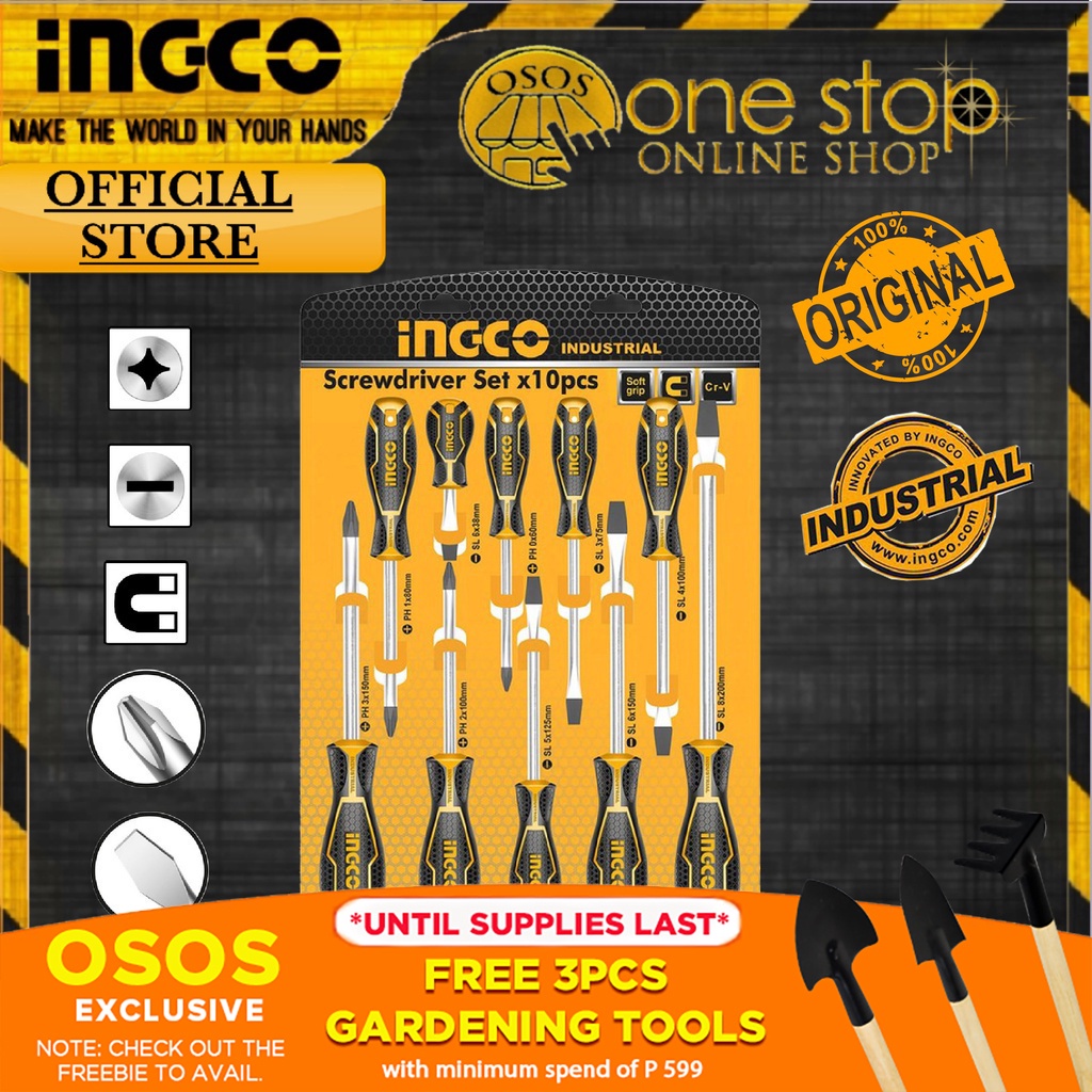 Ingco Tools Original 10Pcs Screw driver Set Screwdriver HKSD1028 •OSOS ...