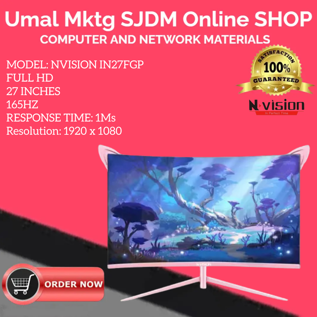 NVISION IN27FGP 27" monitor FHD 165HZ VA PINK GAMING MONITOR | Lazada PH