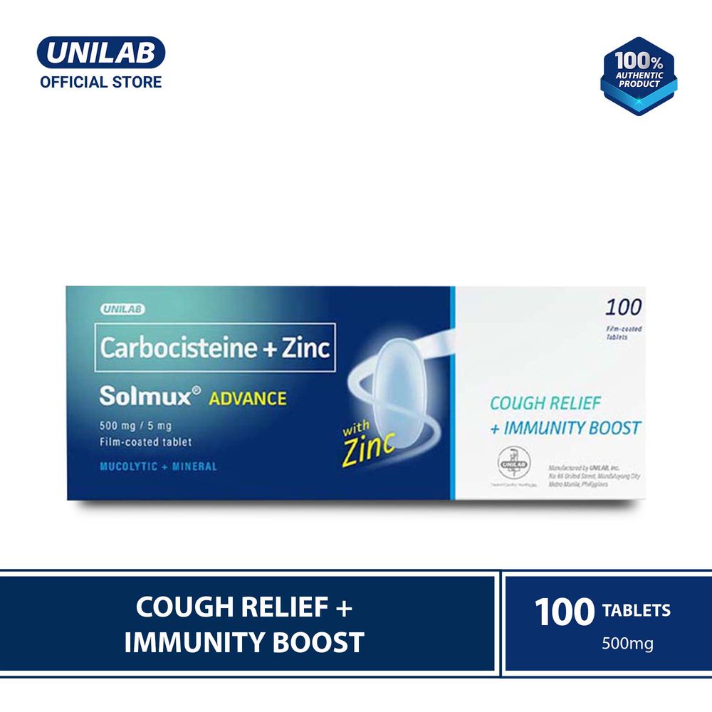 Unilab Solmux Advance 100 Tablets - Cough with Phlegm Medicine ...