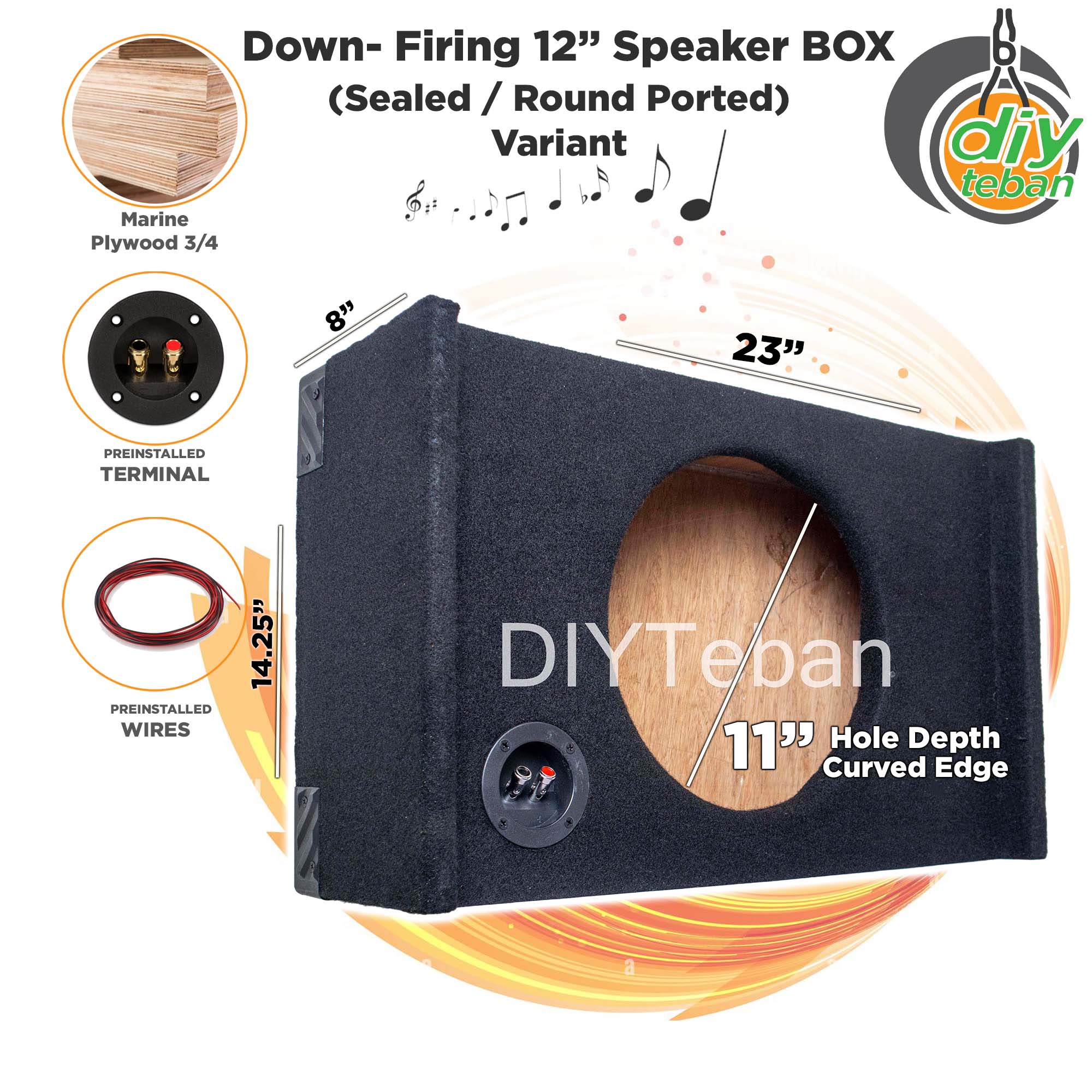Down Firing 12" Subwoofer Box | Speaker Enclosure Good for Underseat or ...