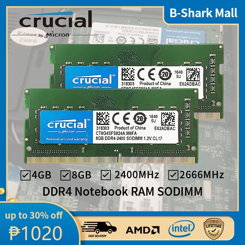 [local ship]Crucial DDR4 RAM Laptop Memory Sodimm 8GB 4GB 16G 2400MHZ ...