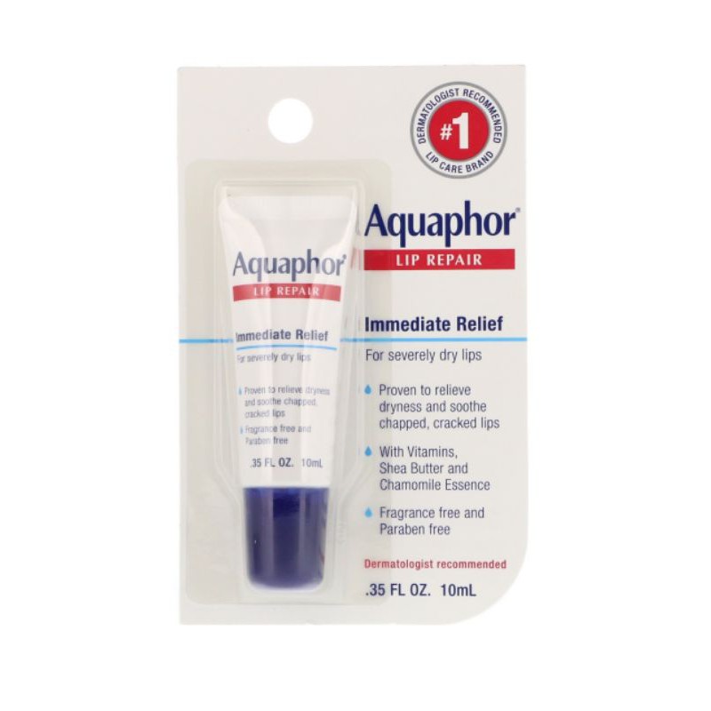 Aquaphor Lip Repair, Immediate Relief, Fragrance Free, .35 fl oz (10 ml ...