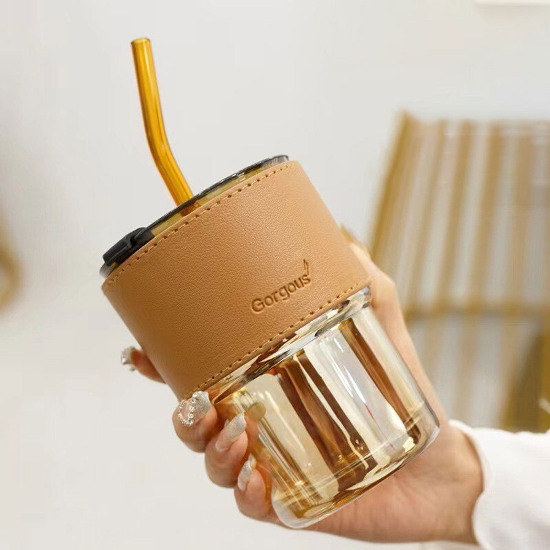 Kaisa Villa Transparent Slub Glass Cup w/Straw | Lazada PH