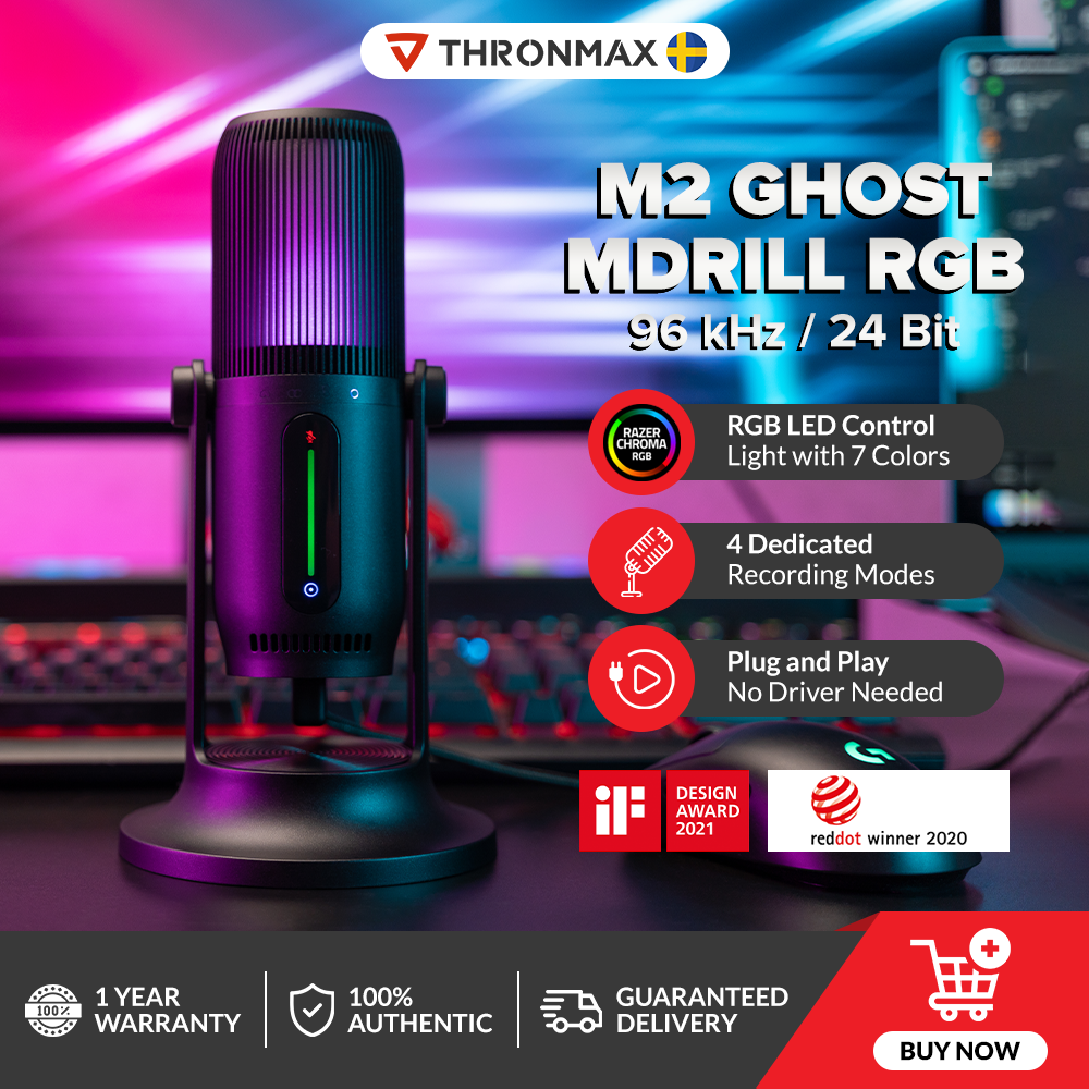 THRONMAX MDRILL Ghost RGB USB Podcast Microphone, PC Dynamic Microphone ...