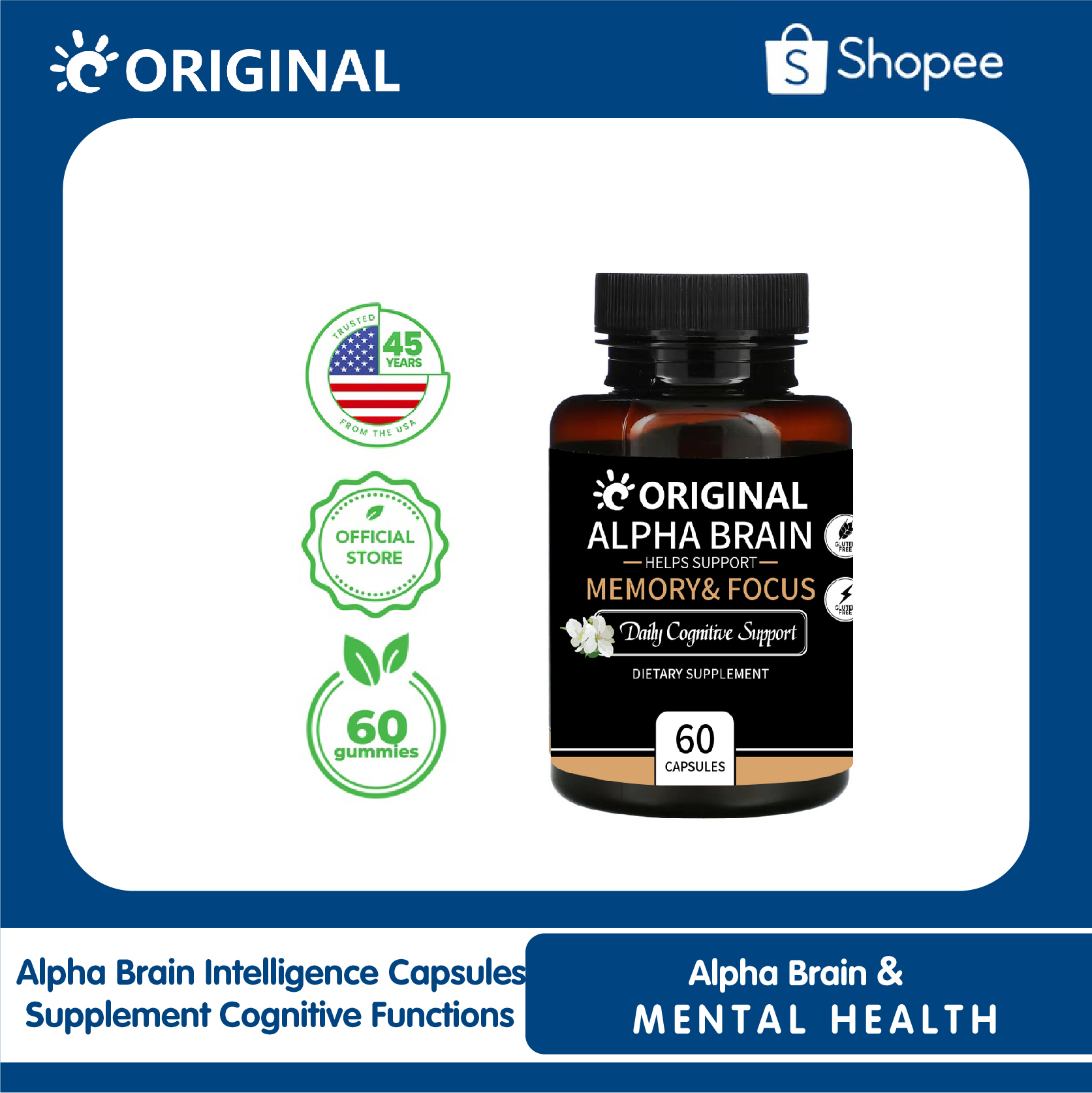 Alpha Brain Intelligence Capsules Supplement Cognitive Functions Memory ...