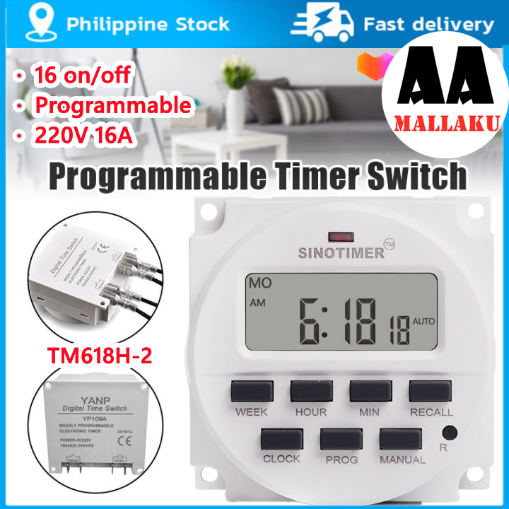 【SHIP IN 24H】SINOTIMER 220V Weekly 7 Days Digital Programmable Timer Switch Relay Control , time ...