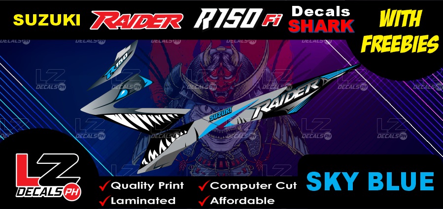 Suzuki Raider 150 Fi Decals / Stickers Shark with freebies sticker ...