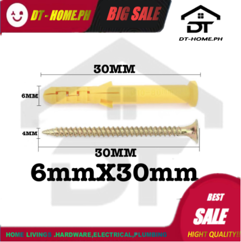 50PCS Tox With Screw,6mm,8mm,10mm,Tox Wall Plug With Stopper,Expand ...