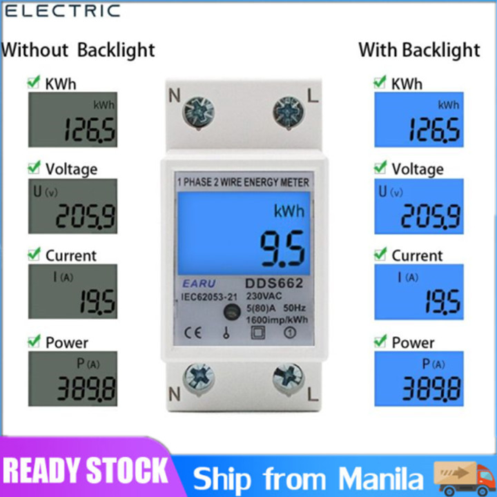 6In1 Din Rail AC Monitor 110V 220V Wattmeter Digital Energy Meter Smart ...