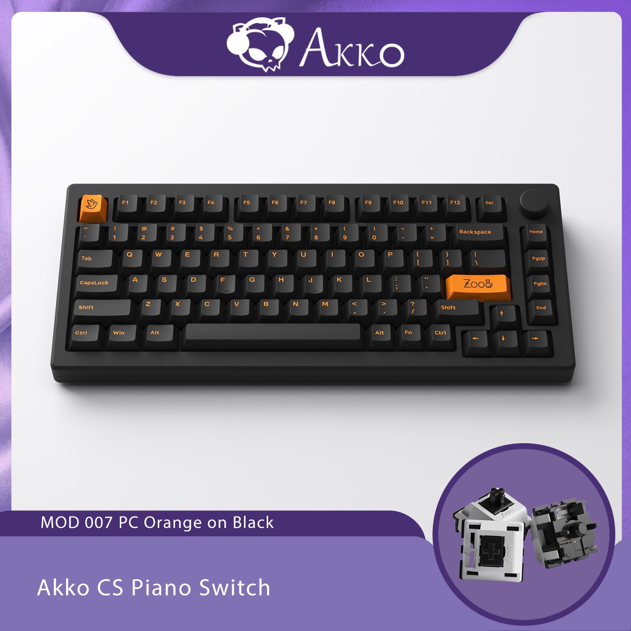 Akko MOD 007 PC Blue on White 75 Mechanical Keyboard Wired Hot-swap ...