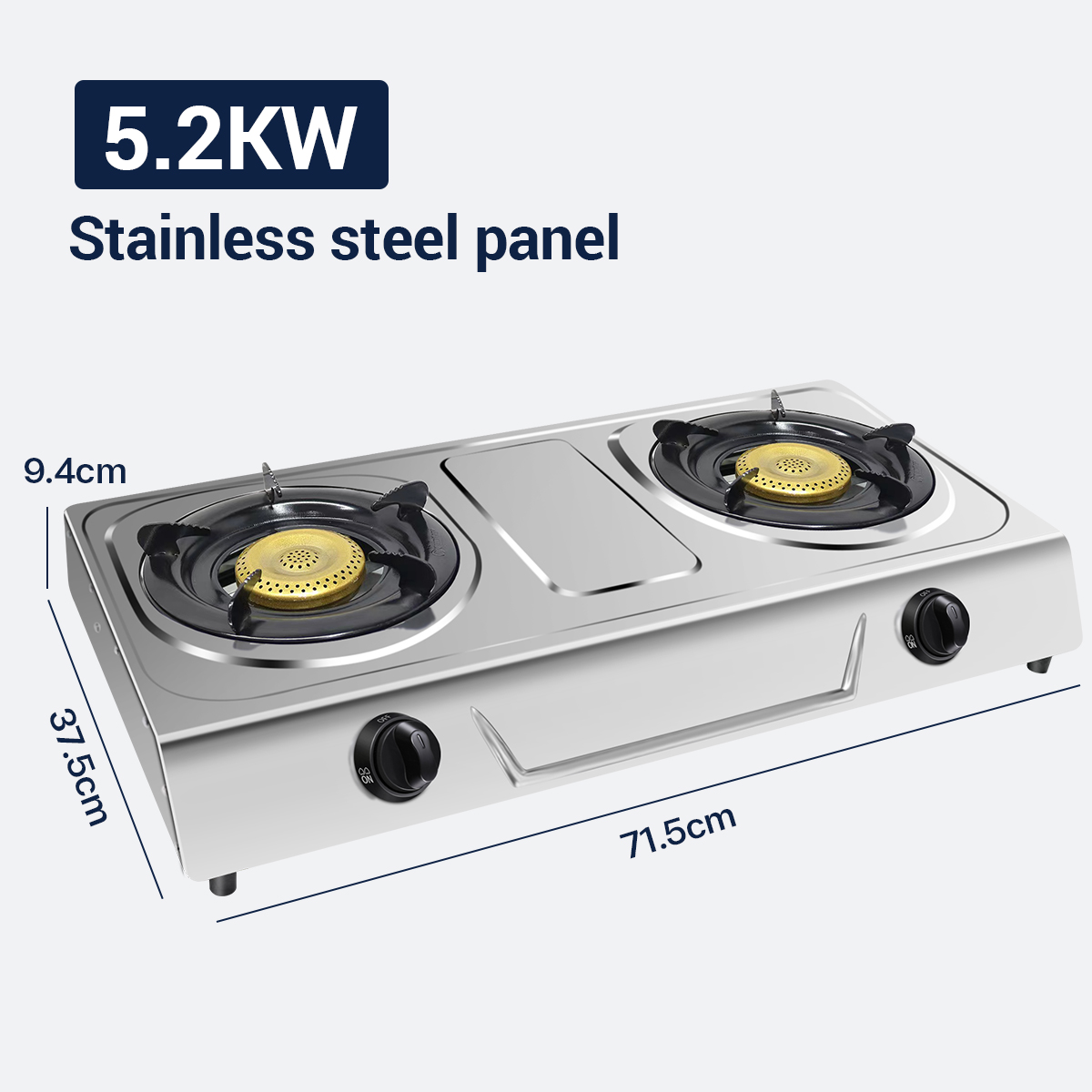 Three-burner gas stove, stainless steel body, tempered glass surface ...