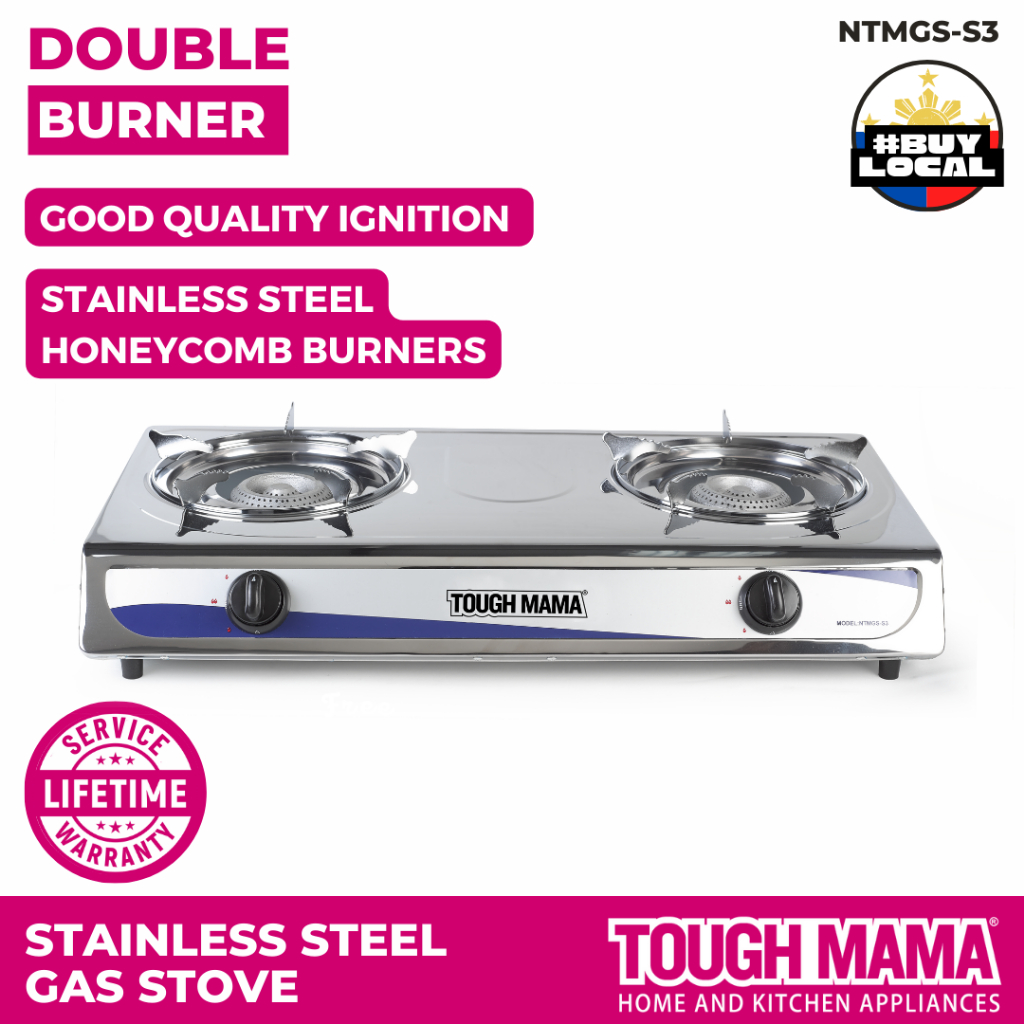 Tough Mama Double Burner Gas Stove Stainless Steel Body Auto-ignition ...