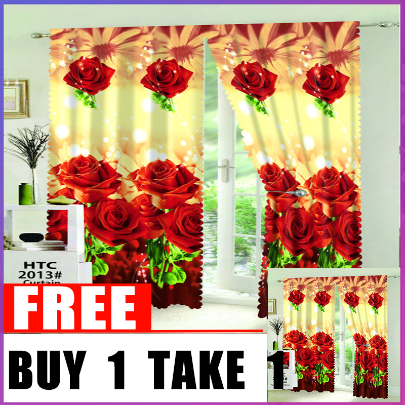 Curtain on sale buy 1 take 1 Red Curtains for window elegant design ...