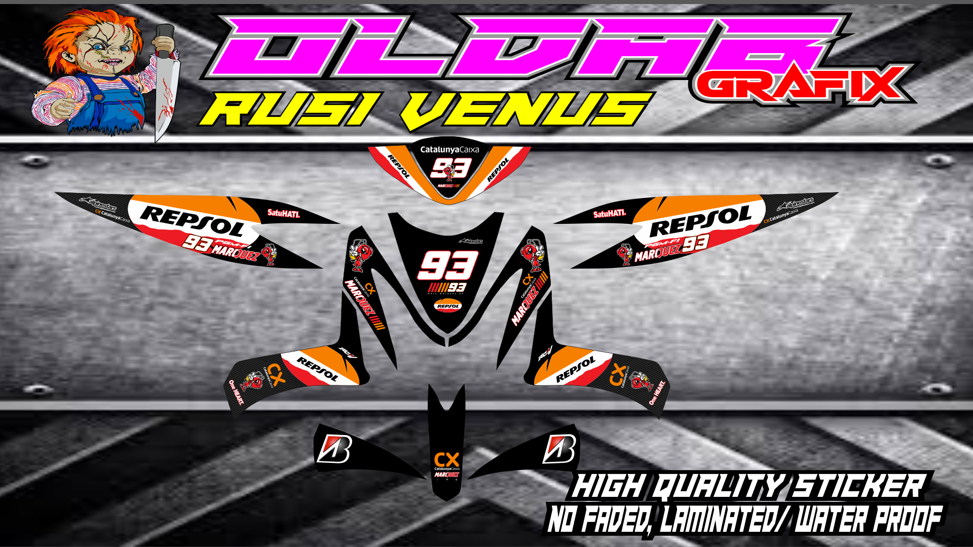 RUSI VENUS STICKER DECALS, REPSOL-074 | Lazada PH