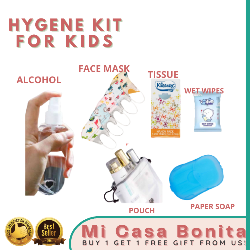 MICASA. Hygiene Kit Set for Students. 10ml Alcohol, 3pcs Mask, Wipes ...