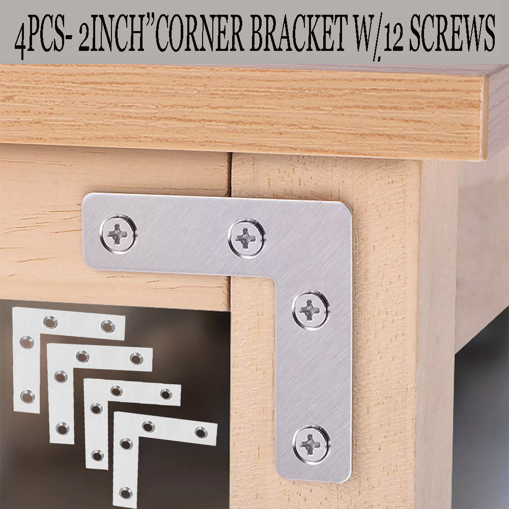 4PCS 2''inches L Shape Corner Bracket w/12 screws ,Not Easy to Rust ...
