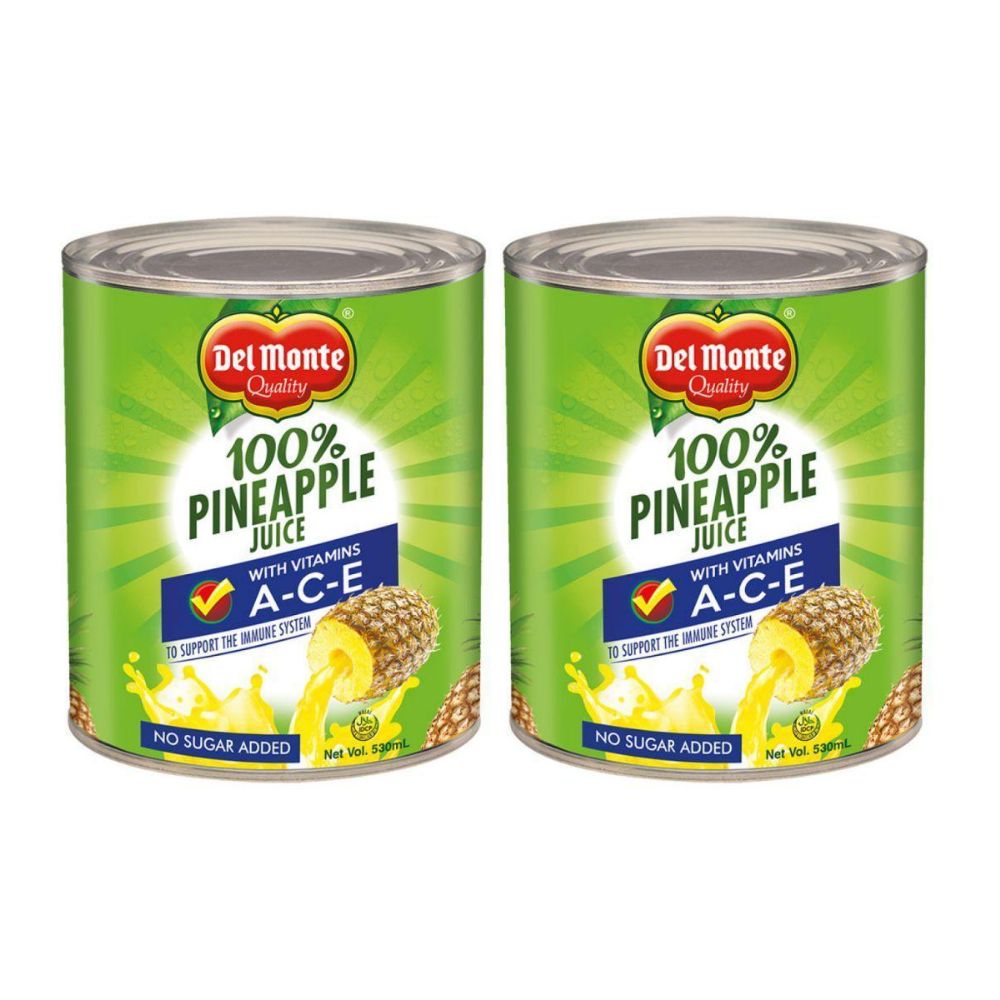 Del Monte 100% Pineapple Juice with Vitamins ACE 530mL- Pack of 2 ...