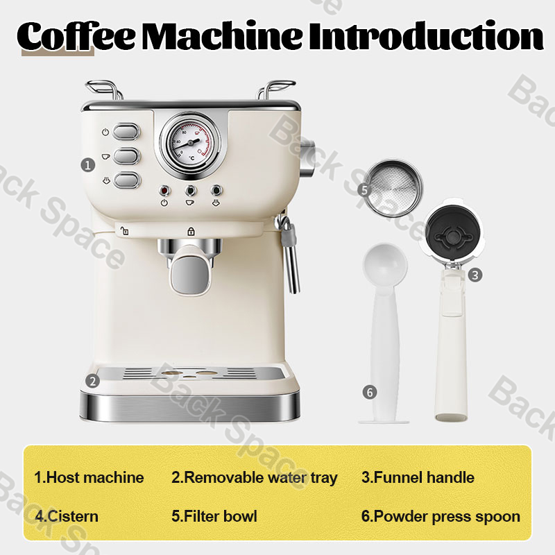 Coffee Machine Semi-automatic Coffee Maker Italian Pump Pressure Coffee ...