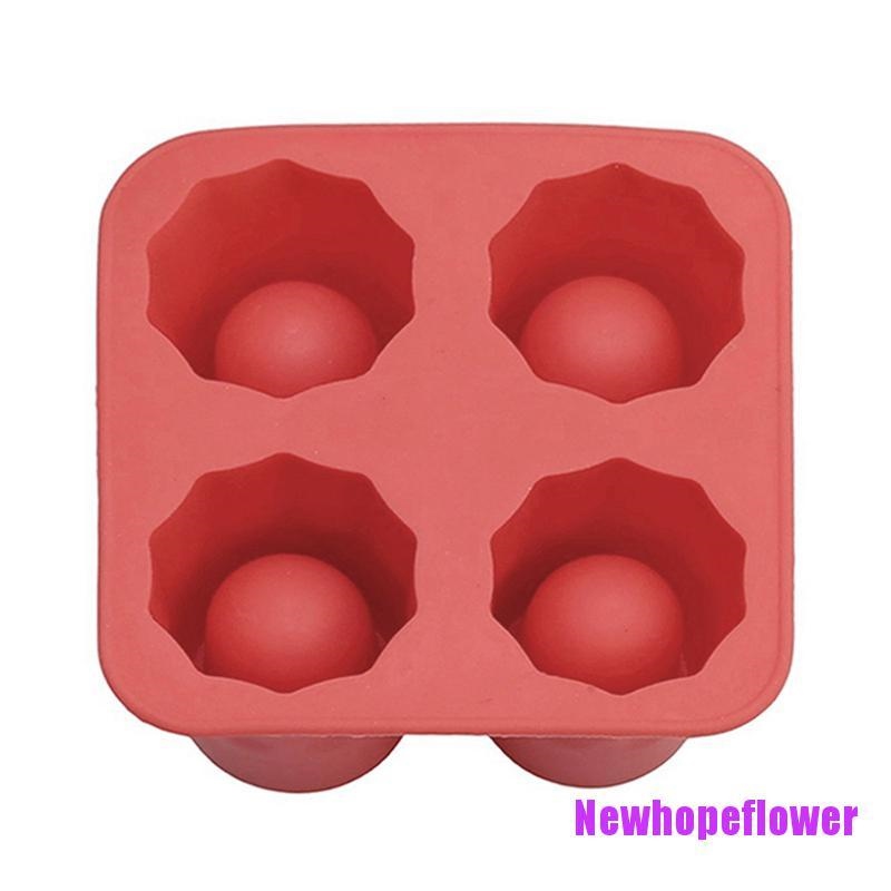 [NFPH] 4Cups Shape Silicone Ice Cube Mold Shooters Shot Glass Ice Mould ...