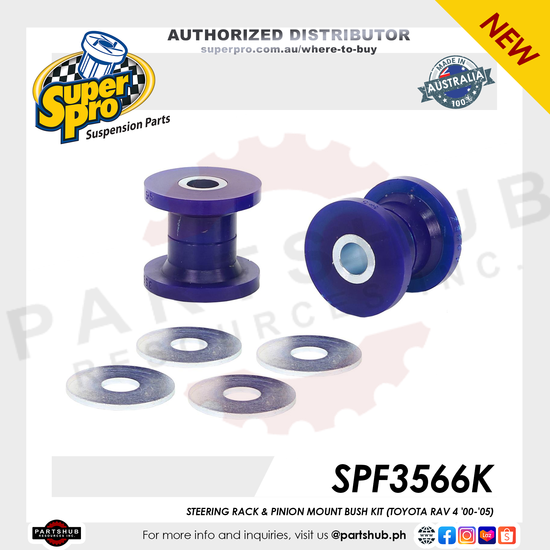 SUPERPRO SPF3566K Steering Rack & Pinion Mount Bush Kit (TOYOTA RAV 4 ...