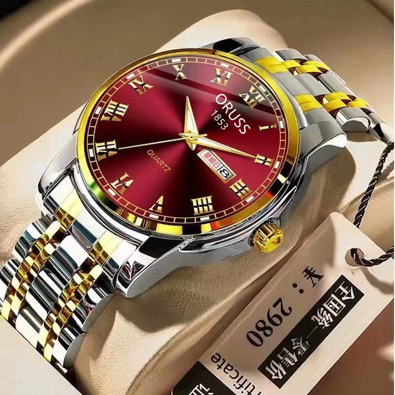 New genuine ORUSS automatic non-mechanical steel belt men's watch 30M ...