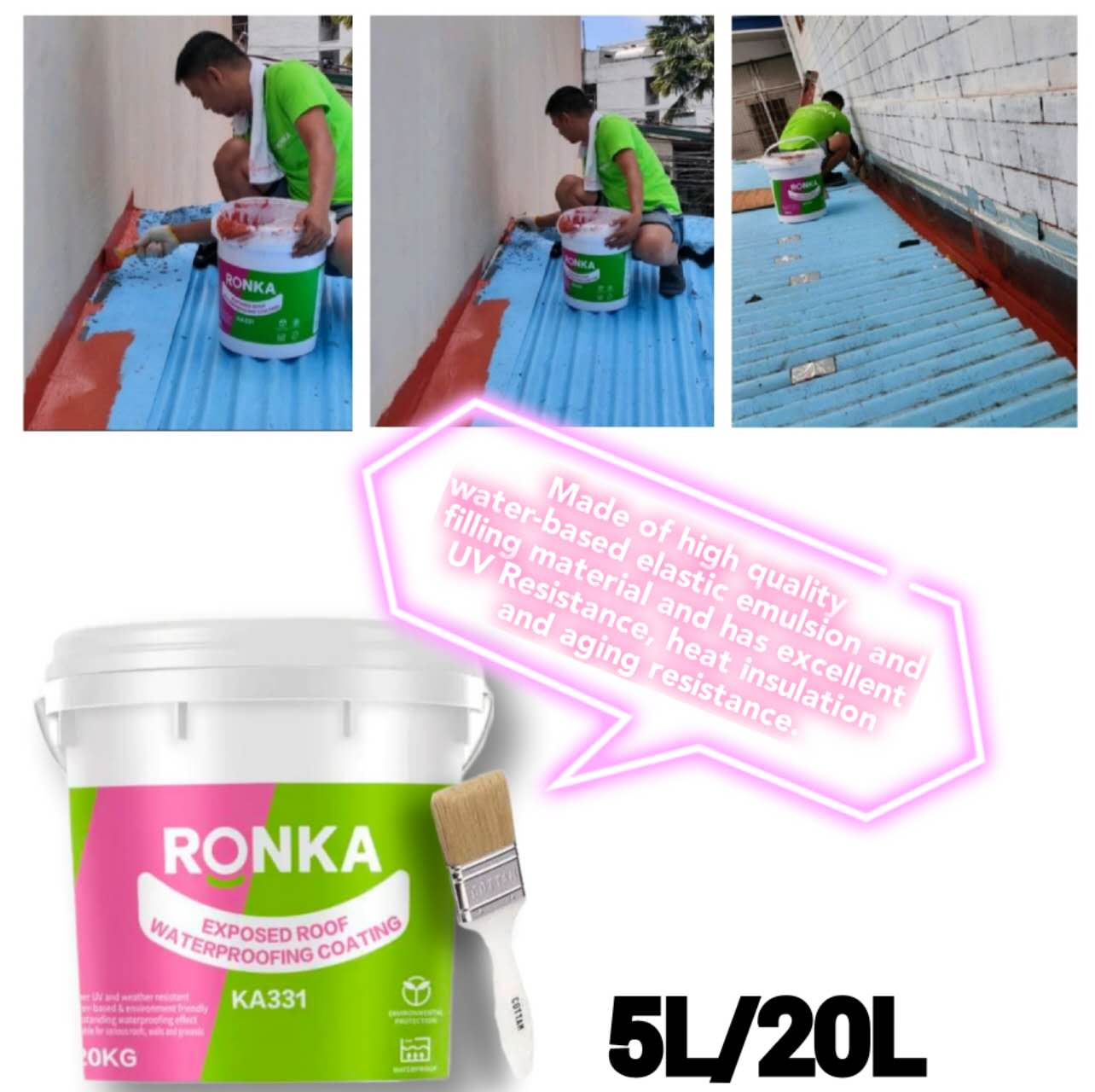 5Liters Adhesive Waterproof Elastomeric Coating solve your water ...