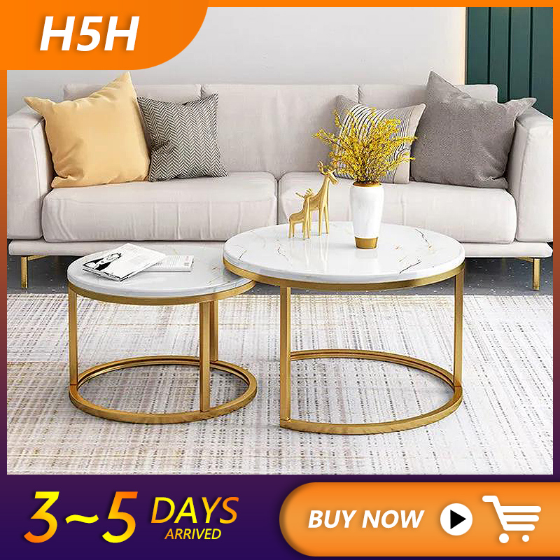 Nordic Style Coffee Table Center Table Modern coffee table, round metal ...