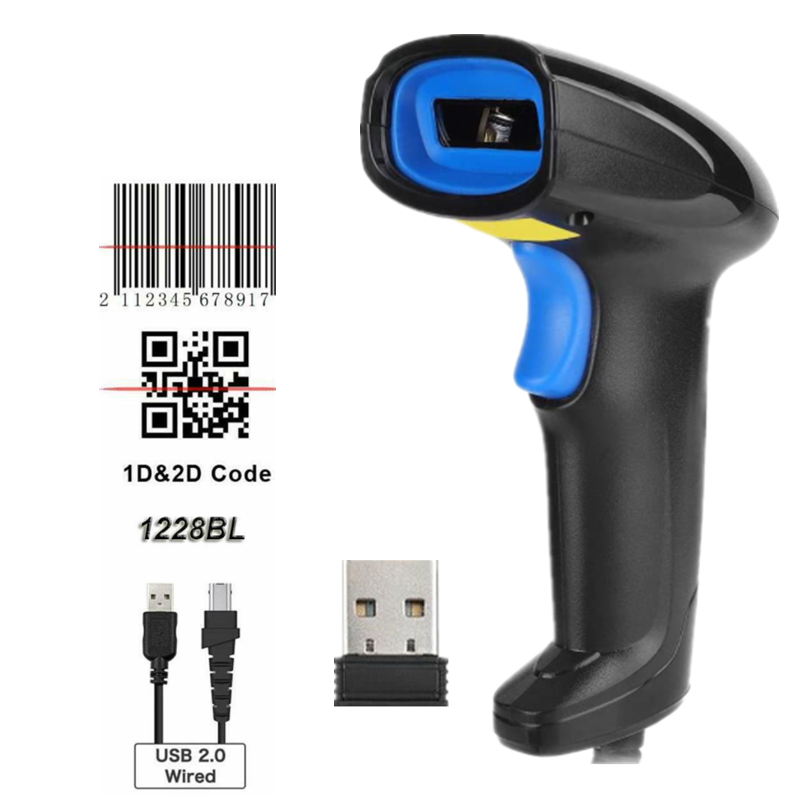YHD-1100DW 2.4G Wireless USB Barcode Scanner Portable Handheld 2D CCD ...