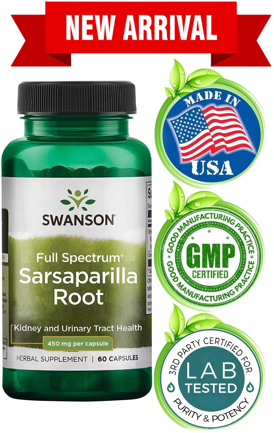 Sarsaparilla Root 1000mg Purity & Potency Extract Superfood 60 Caps for ...