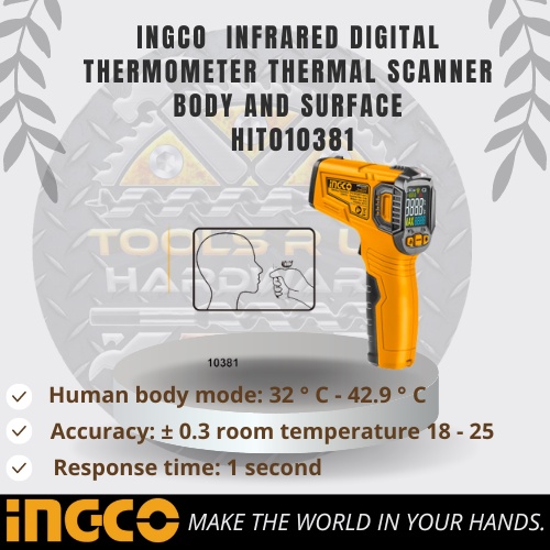 INGCO Infrared Digital Thermometer Thermal Scanner Body and Surface ...