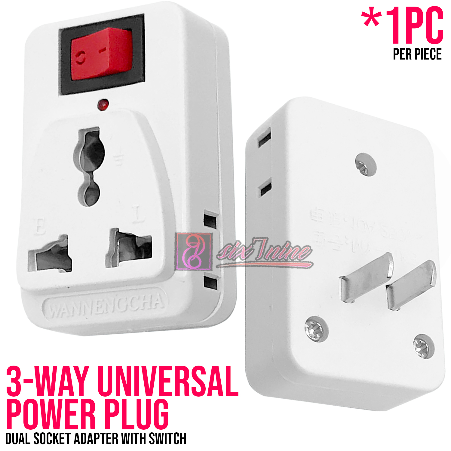 3-Way Universal Power Plug Dual Socket Adapter with Switch | Lazada PH