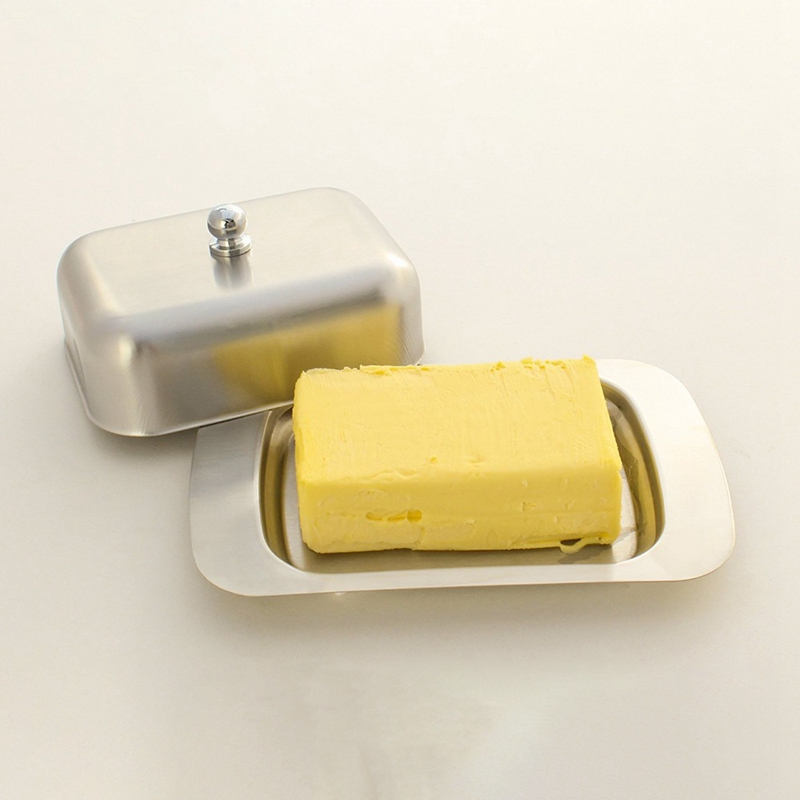 Stainless Steel Butter Dish Box Container Elegant Cheese Server Storage ...