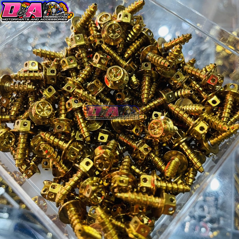 HENG 5x15 BODY BOLTS SCREW FLOWER TYPE SOLD PER PIECE (WHITE & GOLD ...
