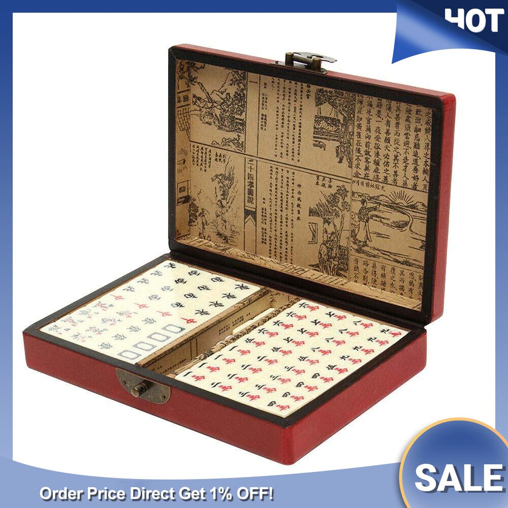 4 Player Mahjong Complete Stander Set Chinese Quintessence Antique Mini ...