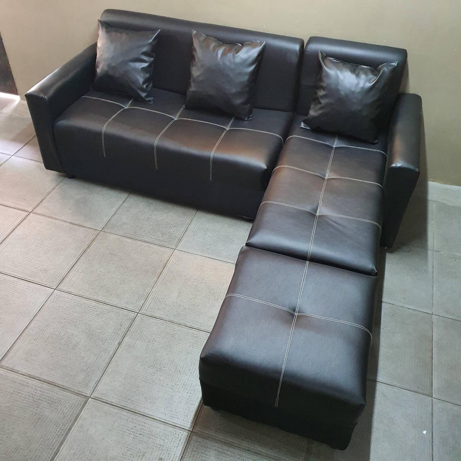 sala set lshape black leather | Lazada PH