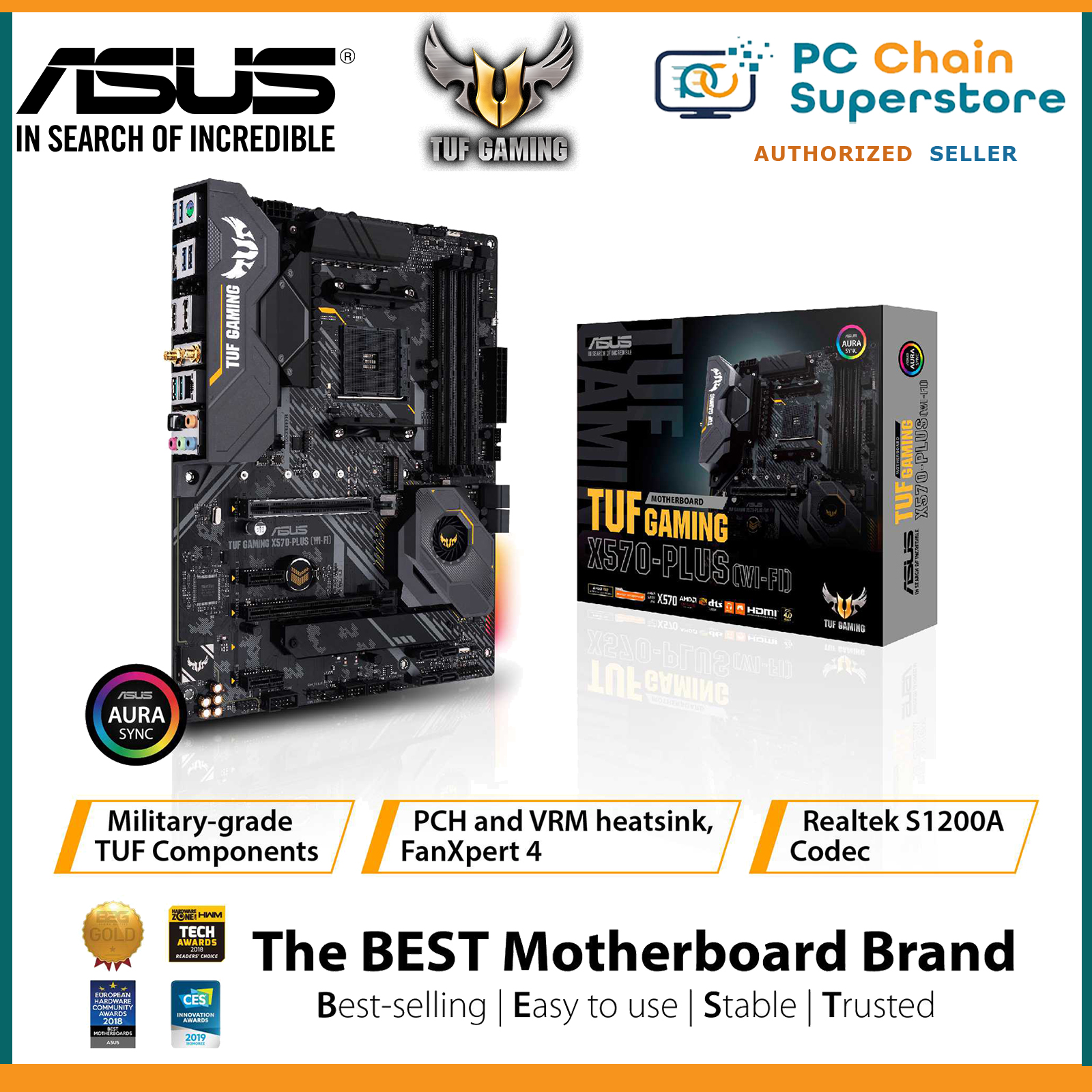 ASUS TUF GAMING X570-PLUS WI-FI AMD AM4 X570 ATX gaming motherboard w ...