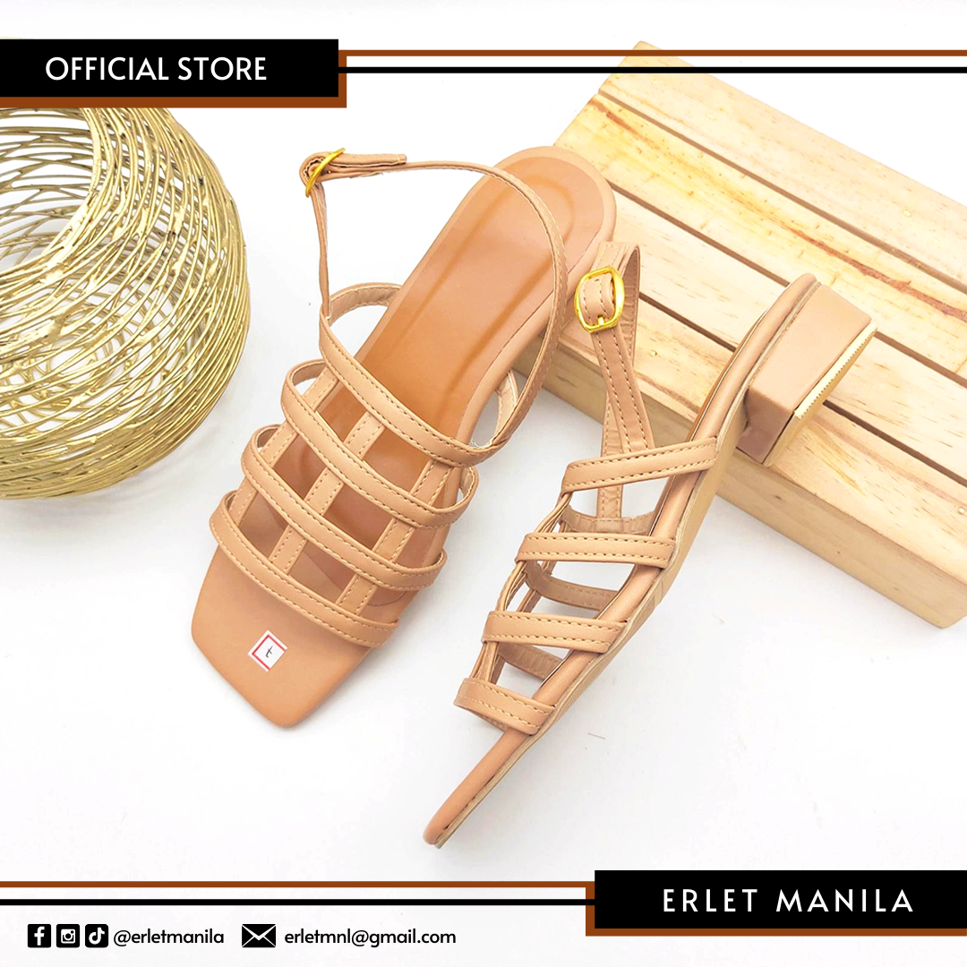 "CHELSEA" 1-Inch Square Toe Box Strap Block Heels w/ Ankle Strap ...