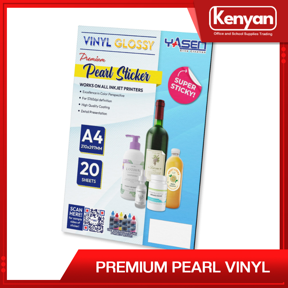 Yasen Vinyl Pearl Glossy Sticker Paper 20 Sheets 150GSM A4Size Stickers ...