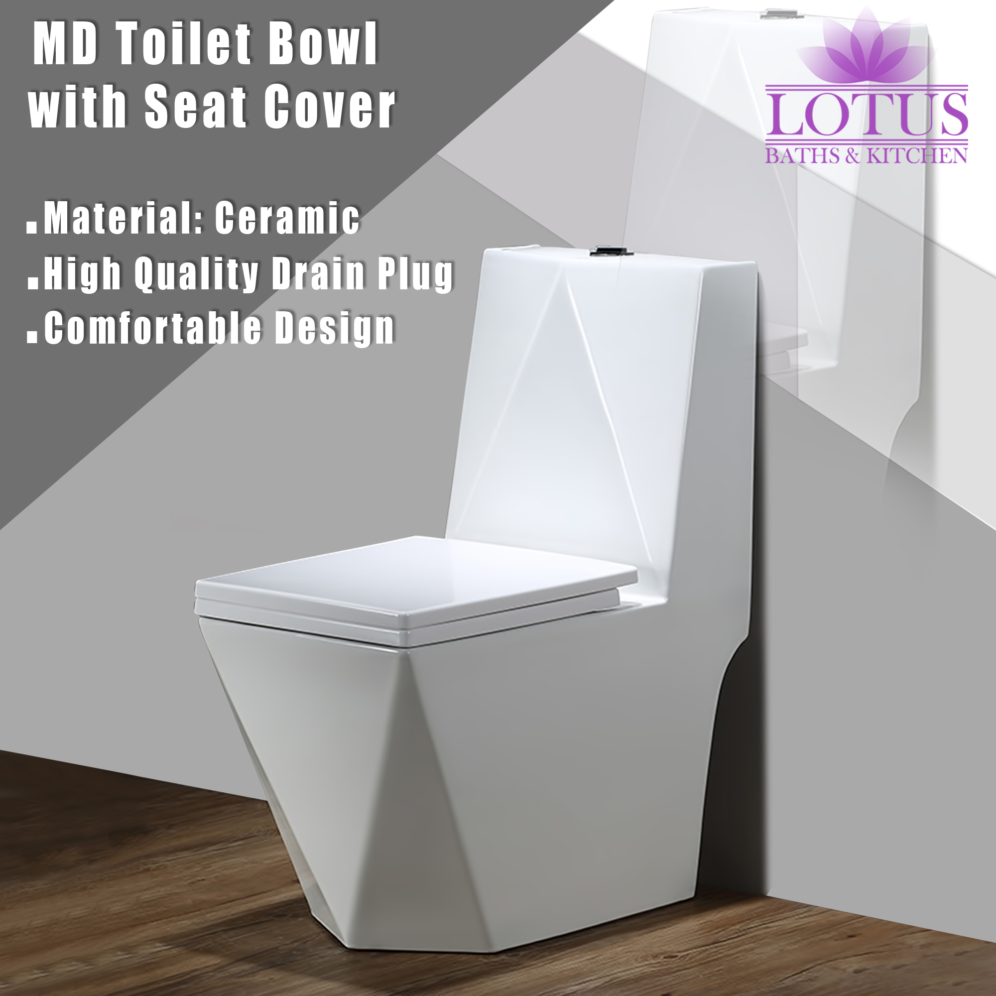 Lotus Baths MD Ceramic Geometric Design Water Saving Water Closet ...