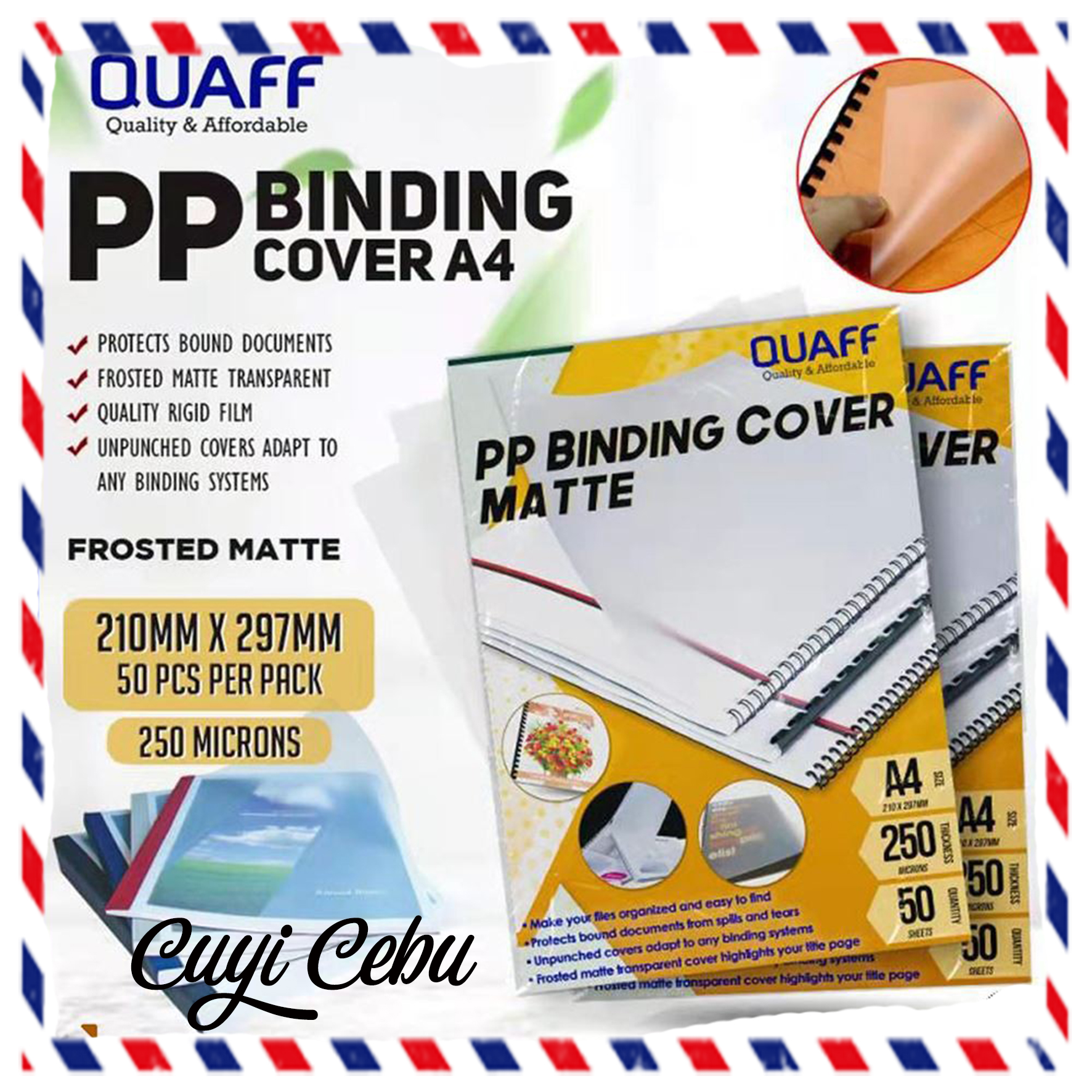 Quaff PP PVC Binding Cover Frosted Matte 250micron A4 Size'(50sheet ...