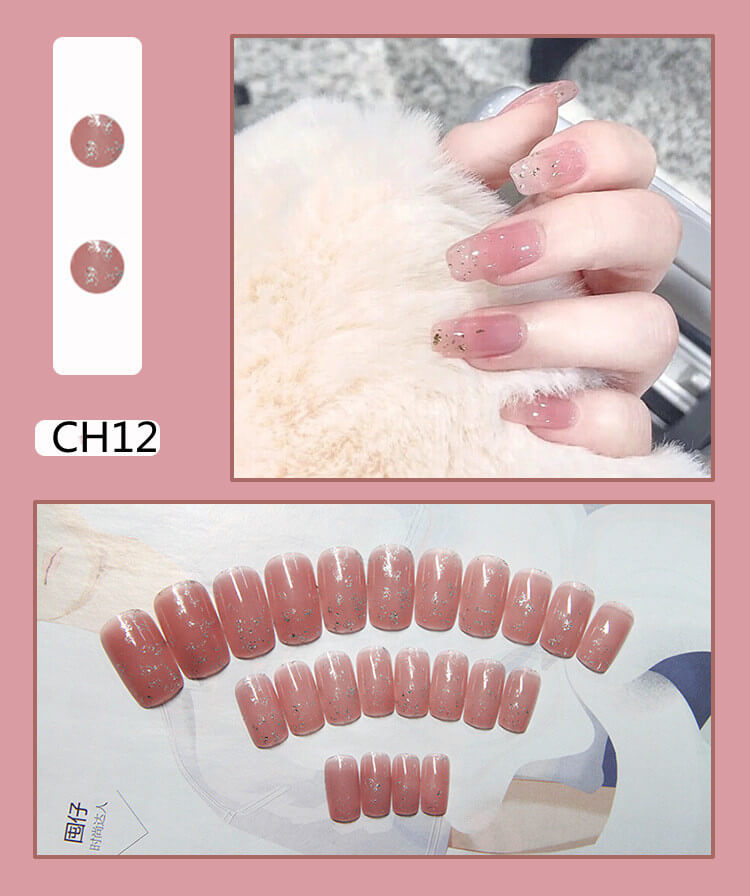 24 pcs Artificial Nails With Glue Set Fake Nails Set With Glue Matte ...