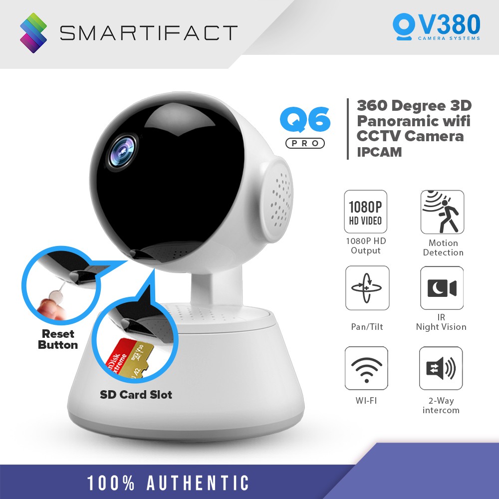 V380 Q6 PRO MV-T3810-Q6 1080P 360° PTZ Control 3D Panoramic HD WiFi ...